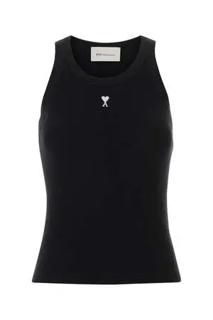 AMI Paris Stretch Cotton Tank Top - Black