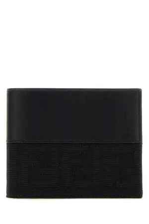 Fendi Jacquard And Leather Ff Wallet - Black