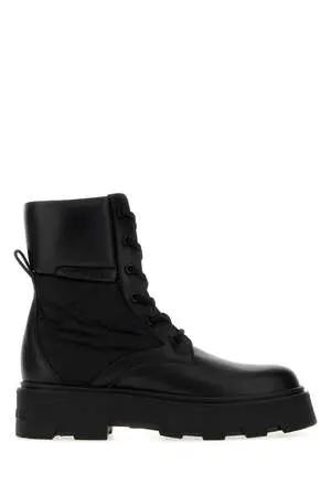 Moncler Leather And Fabric Aurea Ankle Boots - Black