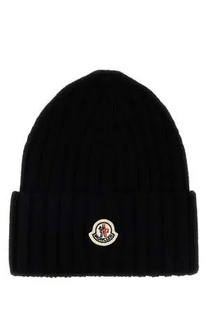 Moncler Wool Beanie Hat - Black