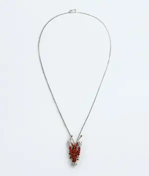 Bottega Veneta Lobster Pendant Necklace - Red Jasper
