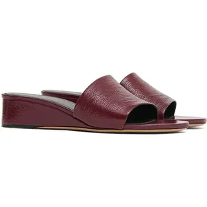 MANSUR GAVRIEL Zeppa Leather Slide Wedge Sandal - Claret