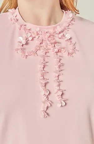 English Factory Beaded Bow T-shirt