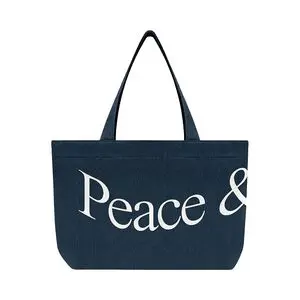 MUSEUM OF PEACE & QUIET Jumbo Wordmark Tote Bag 'navy - Blue