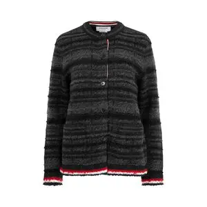 Thom Browne Tartan Check Inlay Cardigan - Black