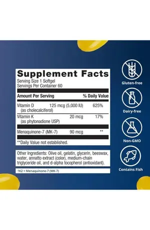 METAGENICS Vitamin D3 And K2 5000 Iu Immune Support Softgels 60 Softgels