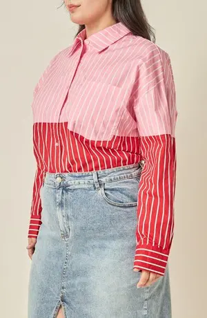 English Factory Colorblock Striped Shirt
