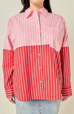 English Factory Colorblock Striped Shirt