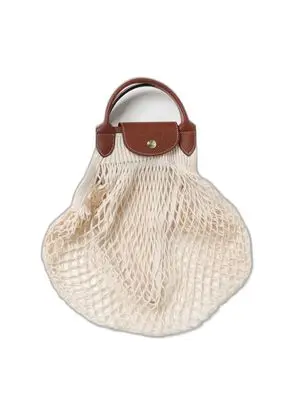 Longchamp Le Pliage Filet Mesh Handbag L Tote For - Ecru