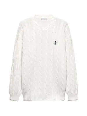 Prada Crewneck Knit Jersey Top - Bianco