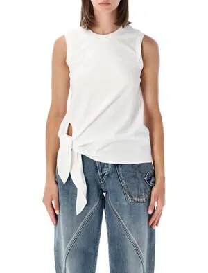 JW Anderson 100% Cotton Top With Front Tie Detail - Bianco