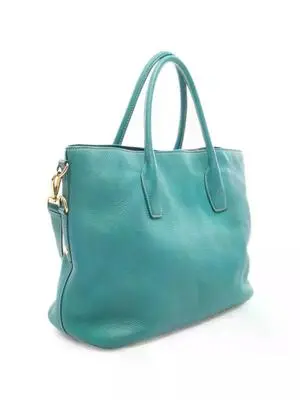 Prada 2000s Leather Tote Bag - Blue