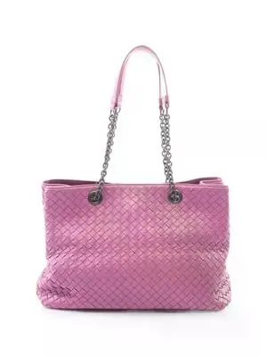 Bottega Veneta 2010s Intrecciato Chain Tote Bag - Pink