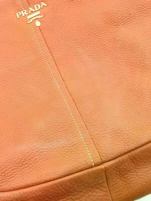 Prada 2000s Name Tag Shoulder Bag - Orange