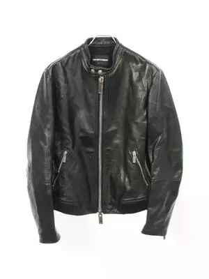 Emporio Armani 2010s Leather Biker Jacket - Black