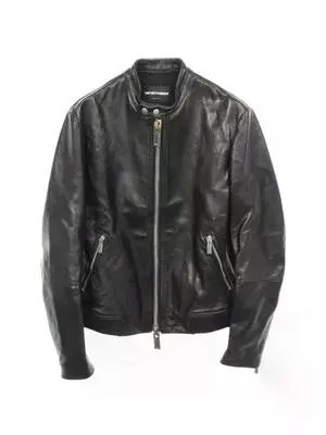 Emporio Armani 2010s Leather Biker Jacket - Black