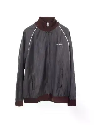 Miu Miu 2010s Pinstripe Logo-embroidered Jacket - Grey