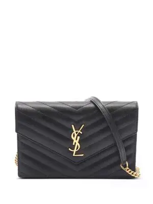 Saint Laurent 2010s Cassandra Envelope Chain Wallet - Black