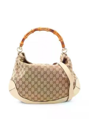 Gucci 2000s Bamboo Gg Canvas Tote Bag - Neutrals