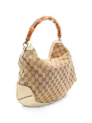Gucci 2000s Bamboo Gg Canvas Tote Bag - Neutrals