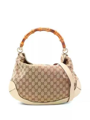 Gucci 2000s Bamboo Gg Canvas Tote Bag - Neutrals