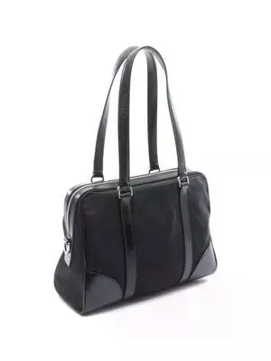 Prada 2000s Enamel Triangle-logo Shoulder Bag - Black