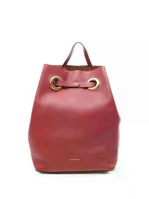Burberry 2010s Drawstring Leather Backpack - Red