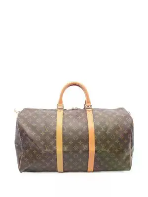 LOUIS VUITTON Monogram Keepall Boston Bag - Brown