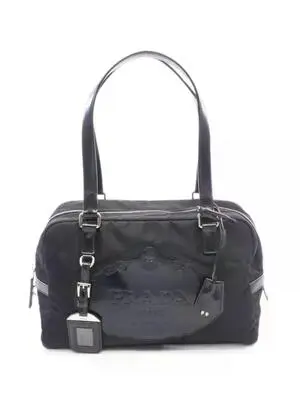 Prada 2000s Logo-patch Shoulder Bag - Black