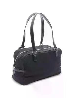 Prada 2000s Logo Patch Shoulder Bag - Black