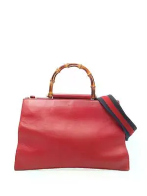 Gucci 2000s Bamboo Nym Fair Tote Bag - Red
