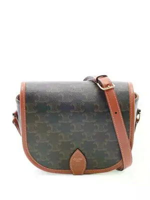 Celine 2010s Medium Folco Triomphe Shoulder Bag - Black