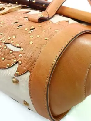 Gucci 2010s Floral Carving Bamboo Handbag