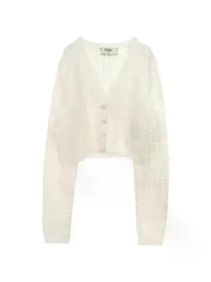 Fendi Zucca Monogram Cardigan - White