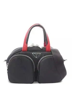 Prada Two-way Handbag With Triangle Logo - Black