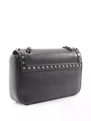 Prada 2010s Glacé Calf Studded Shoulder Bag - Black