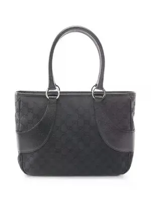 Gucci 2010s Gg Canvas Leather Handbag - Black