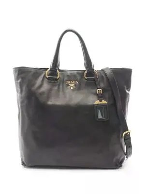 Prada 2010s Daino Leather Tote Bag - Black