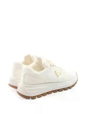 Prada Leather Triangle Logo Low-top Sneakers - White