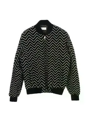 Saint Laurent 2010s Herringbone Bomber Jacket - Black