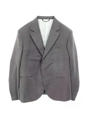 LOUIS VUITTON 2010s Embossed Logo Tailored Blazer - Grey