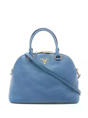 Prada Vitello Dino Tote Bag - Blue