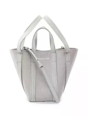 Balenciaga Silver Canvas Glitter-effect Everyday Xs Bucket Bag