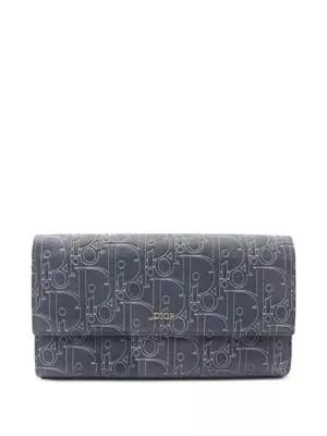 Dior 2000s Long Gravity Outline Flap Wallet - Blue