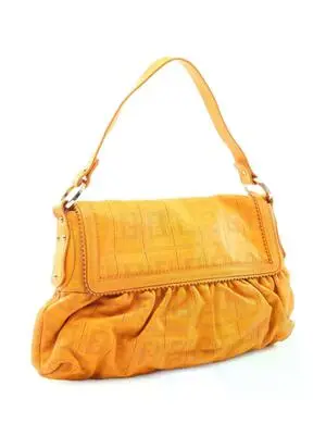 Fendi Zucca Perforated Leather Shoulder Bag - Orange