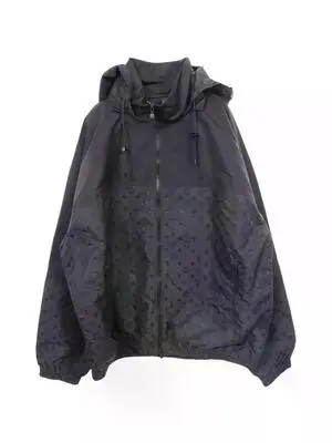 LOUIS VUITTON 2010s Shadow Monogram Windbreaker Jacket - Black
