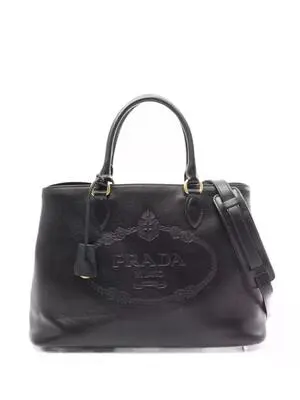 Prada 2010s Logo-jacquard Leather Handbag
