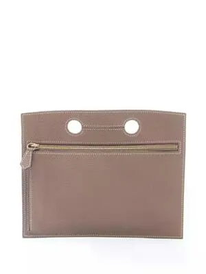 Hermès 2021 Togo Etoupe Clutch - Brown