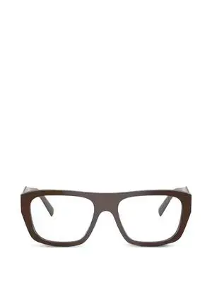 Prada Logo-plaque Rectangle-frame Glasses - Brown