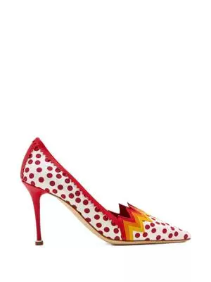 Manolo Blahnik Yquem Polka-dot Zigzag-trim Pumps